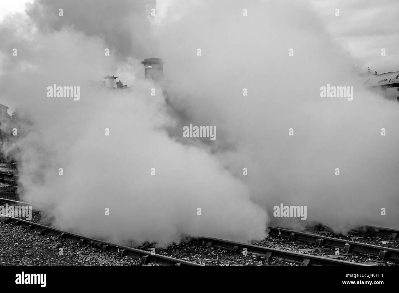 Smoking train engine Black and White Stock Photos & Images - Alamy