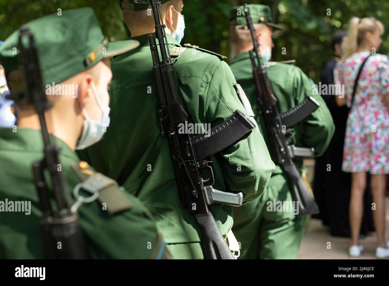 Soldiers in Russia. Military stands in row Stock Photo - Alamy