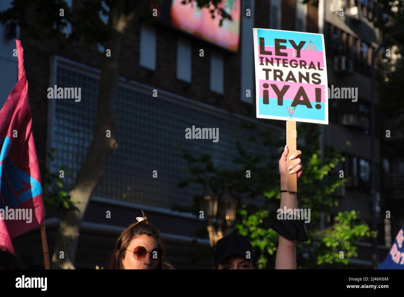 Buenos Aires, Argentina; Nov 6, 2021: LGBT Pride Parade. People with ...