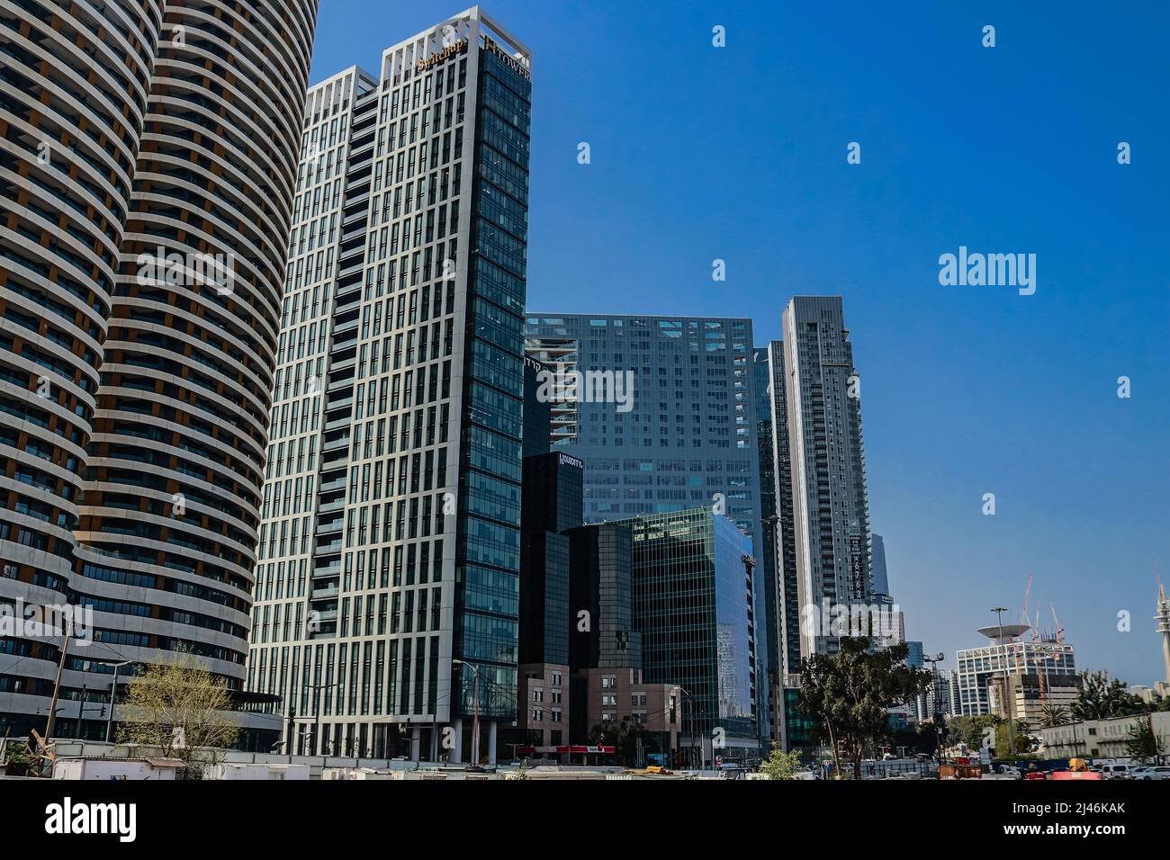 Tel Aviv, Israel - April 11, 2022 Cityscape of the city center of the ...