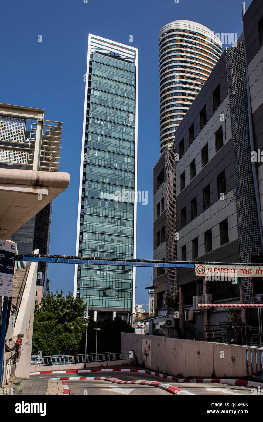 Tel Aviv, Israel - April 11, 2022 Cityscape of the city center of the ...