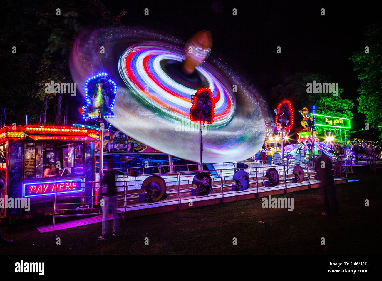 Long exposure images of fairground rides at the annual 'Witney Feast ...