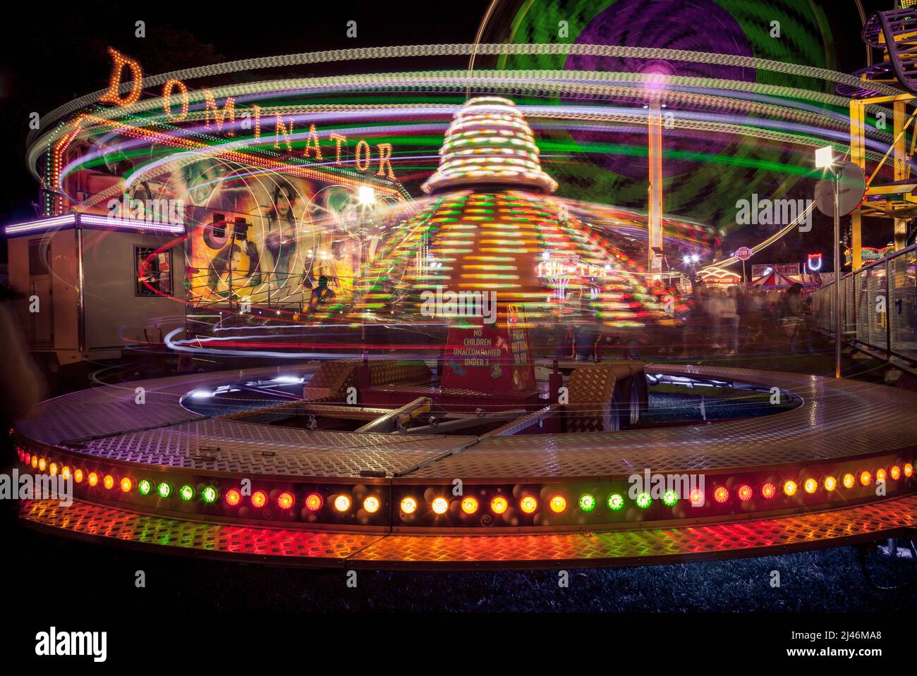 Long exposure images of fairground rides at the annual 'Witney Feast ...