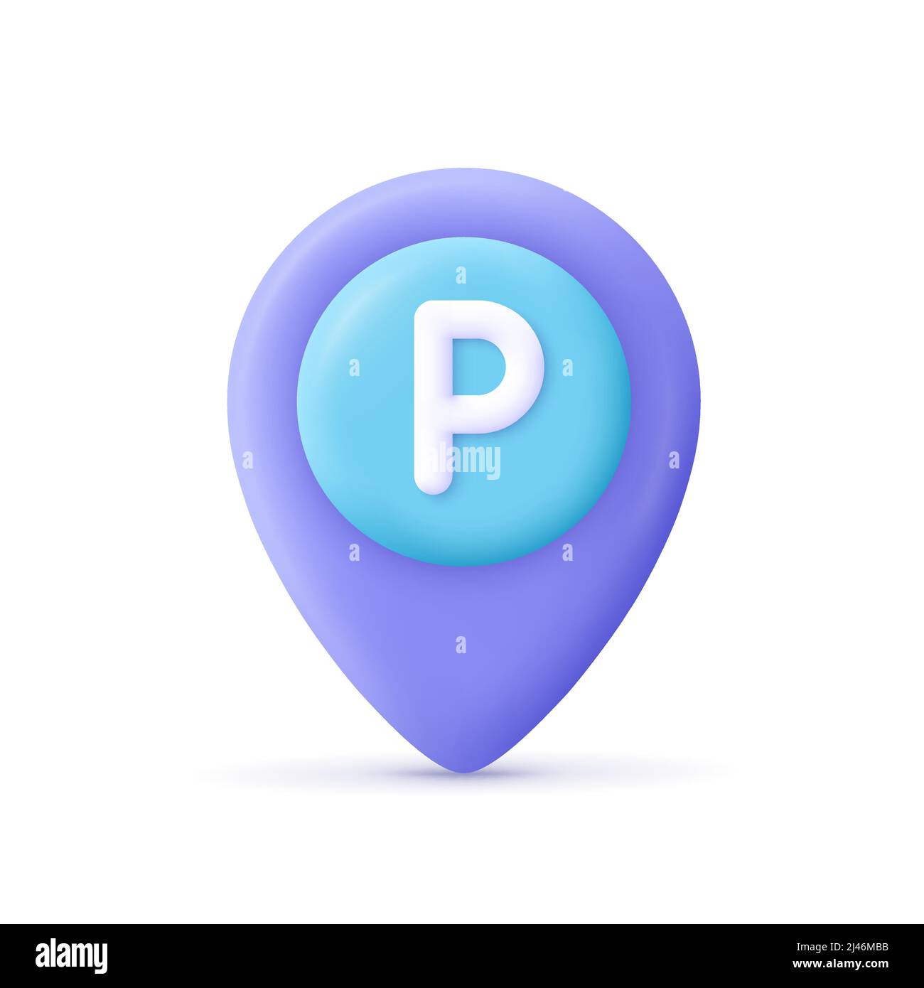 Location mark, destination pointer with letter P, parking sign. 3d ...