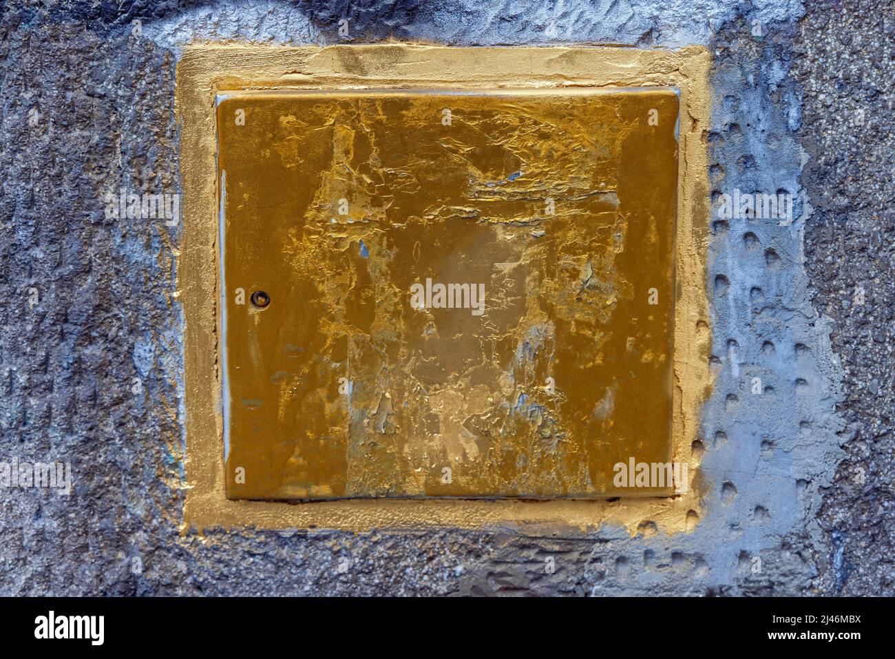 Gold Paint Closed Utility Door Square Wall Cover Stock Photo - Alamy