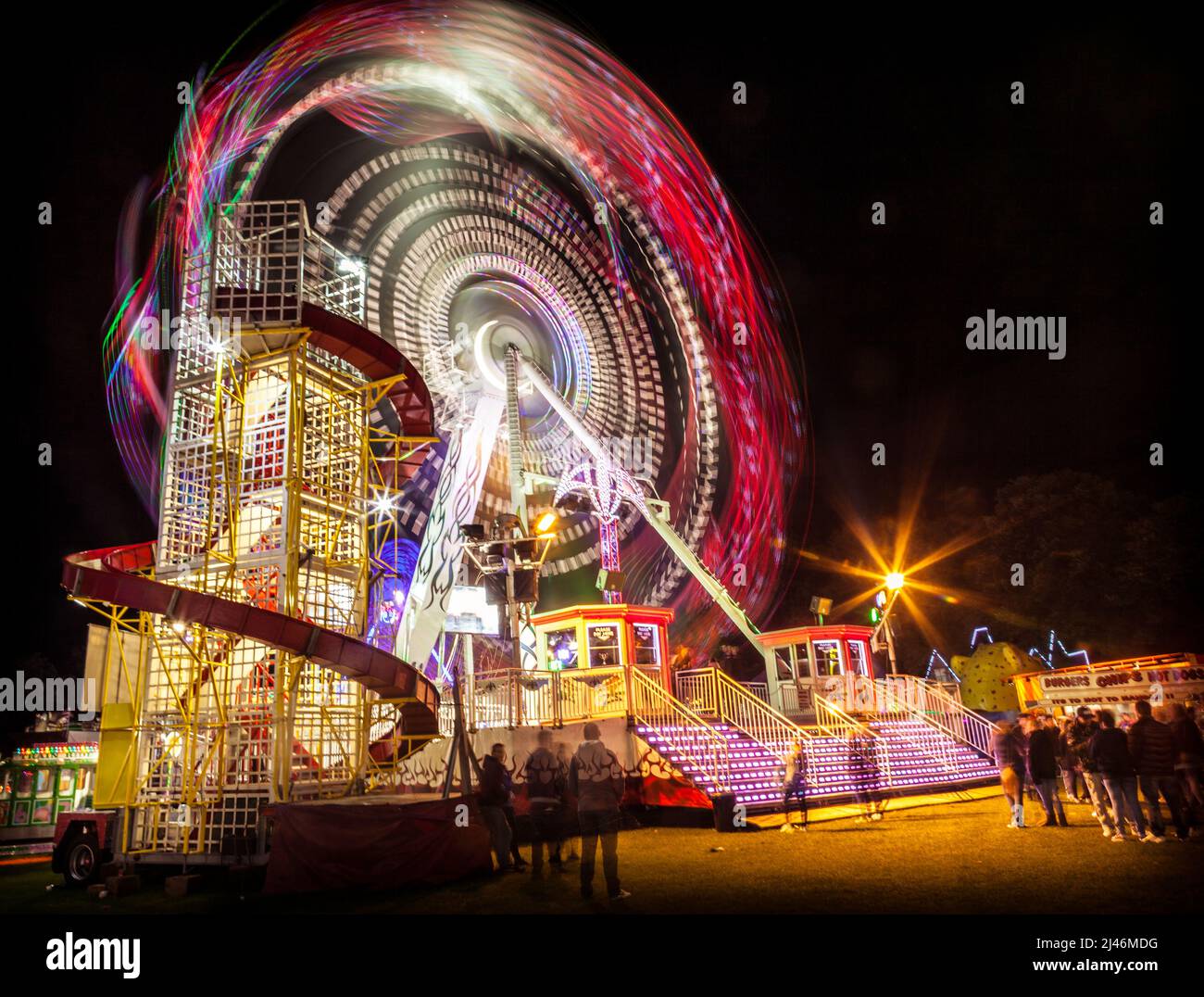 Long exposure images of fairground rides at the annual 'Witney Feast ...
