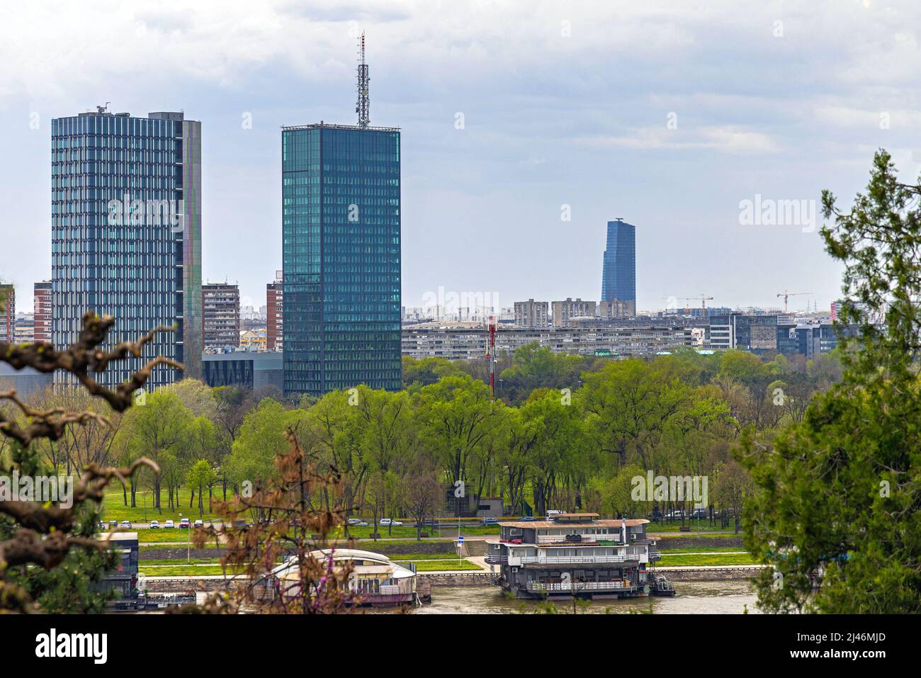 New Belgrade Business Cityscape at Cloudy Spring Day Stock Photo - Alamy
