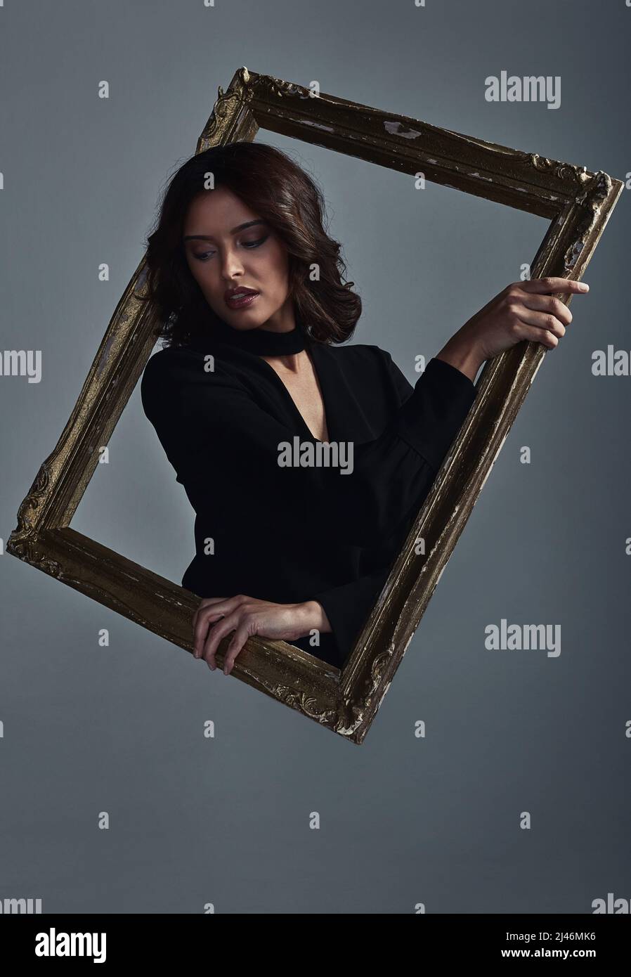 Mirror on the wall shes the fairest of them all. Studio shot of a ...
