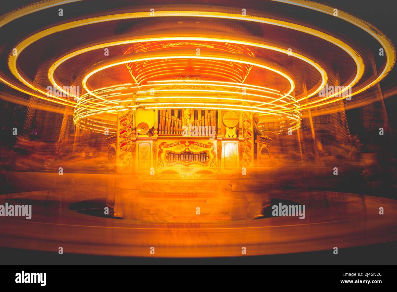 Long exposure images of fairground rides at the annual 'Witney Feast ...