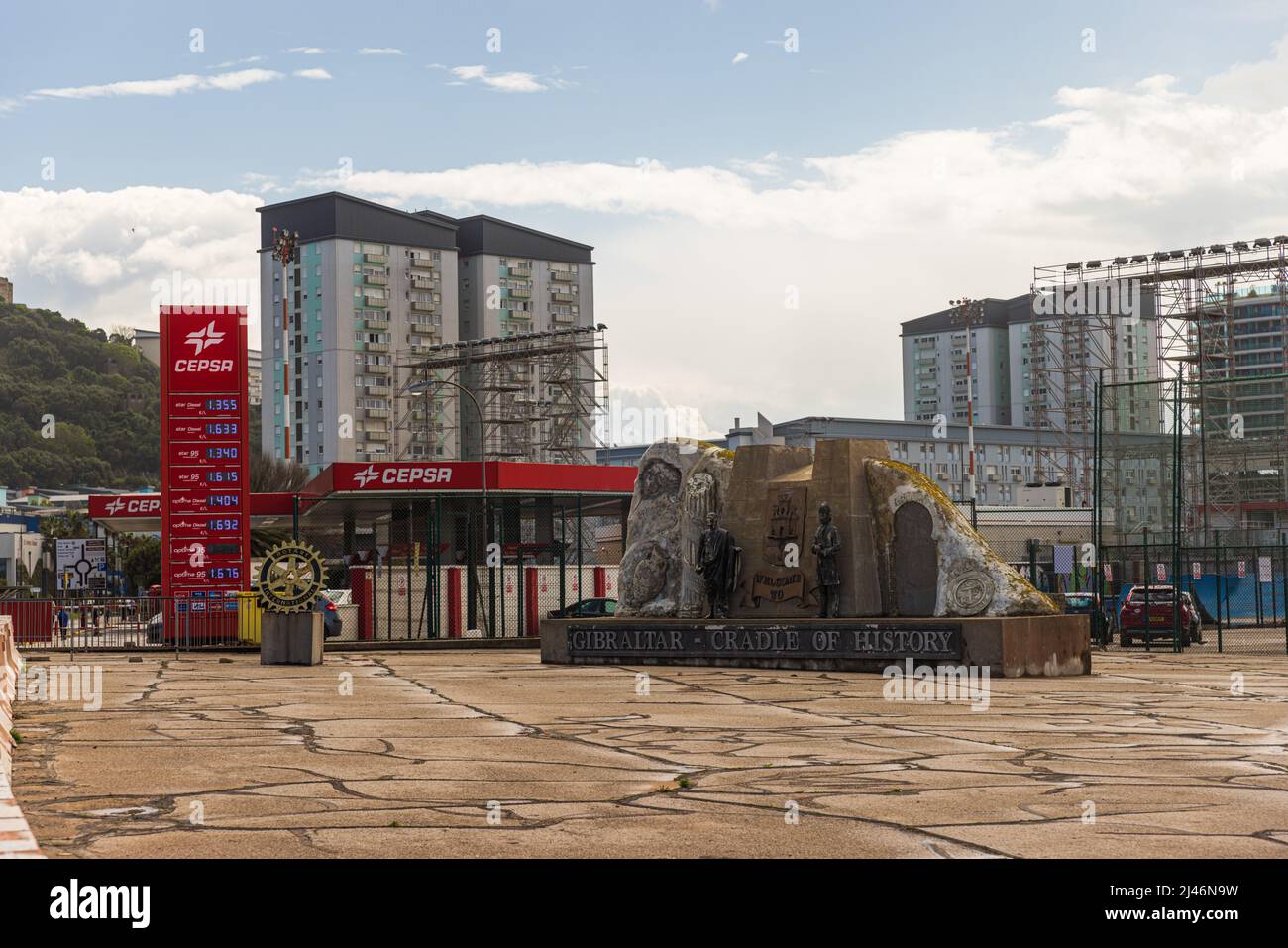 GIBRALTAR, UK - APRIL 7, 2022 - CEPSA petrol station in Gibraltar at ...