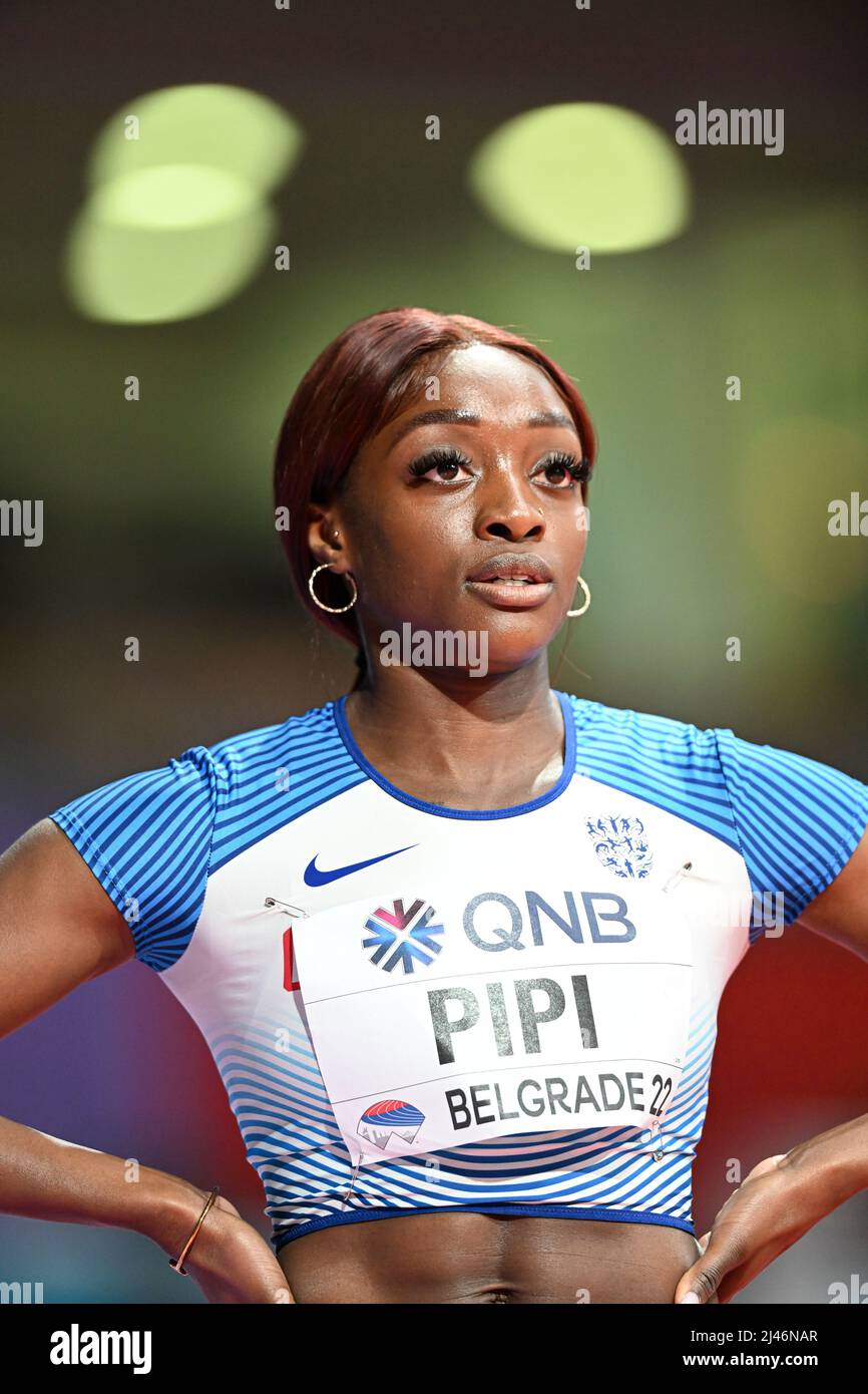 Ama Pipi participating in the Belgrade 2022 World Indoor Championships ...