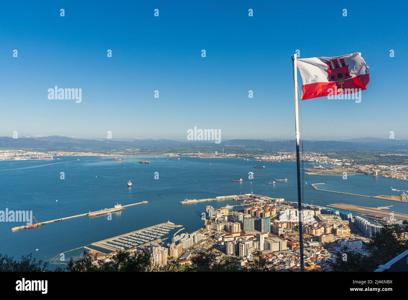 Gibraltar Cable Car top station overlooking the city Stock Photo - Alamy