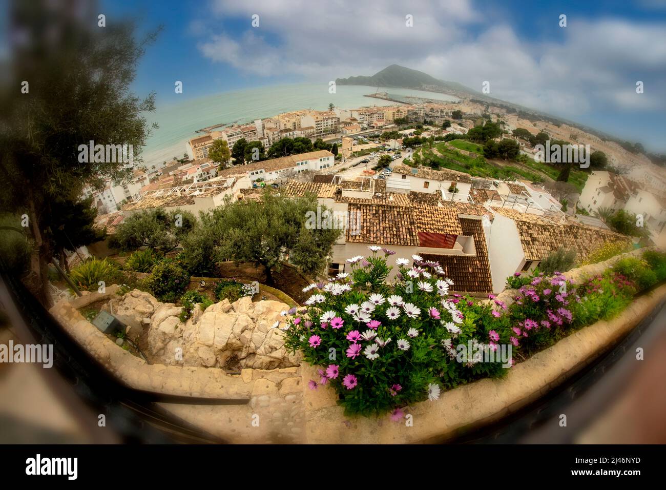 fisheye view of Altea old town and beyond, Spain Stock Photo - Alamy