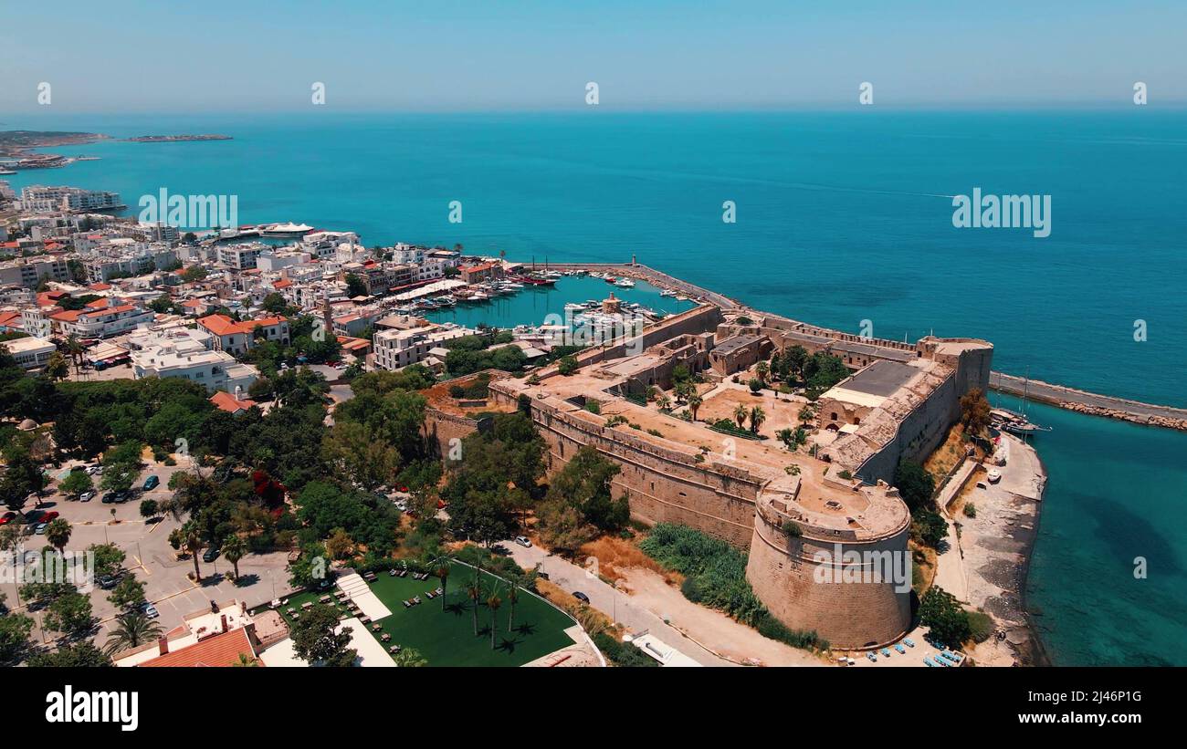 Kyrenia Castle medieval building and historical old harbour in Kyrenia ...