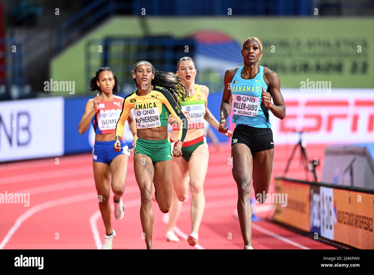 Shaunae Miller-Uibo participating in the Belgrade 2022 World Indoor ...