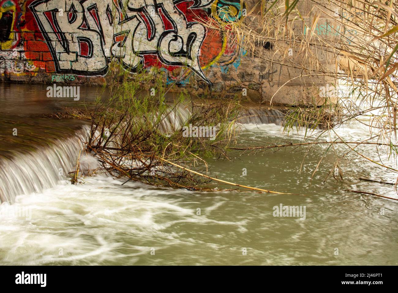 Flooding of the Algar river walk at Altea, Costa Brava. Mud and ...