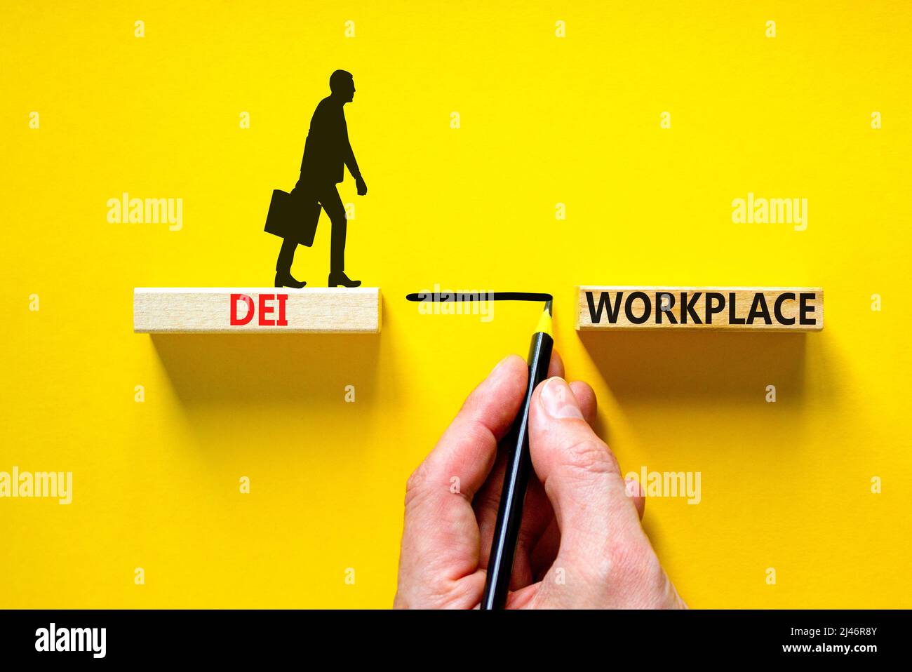 DEI diversity equity inclusion workplace symbol. Blocks with words DEI ...