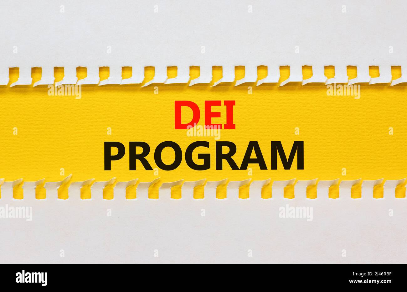 DEI diversity equity inclusion program symbol. Yellow paper with words ...