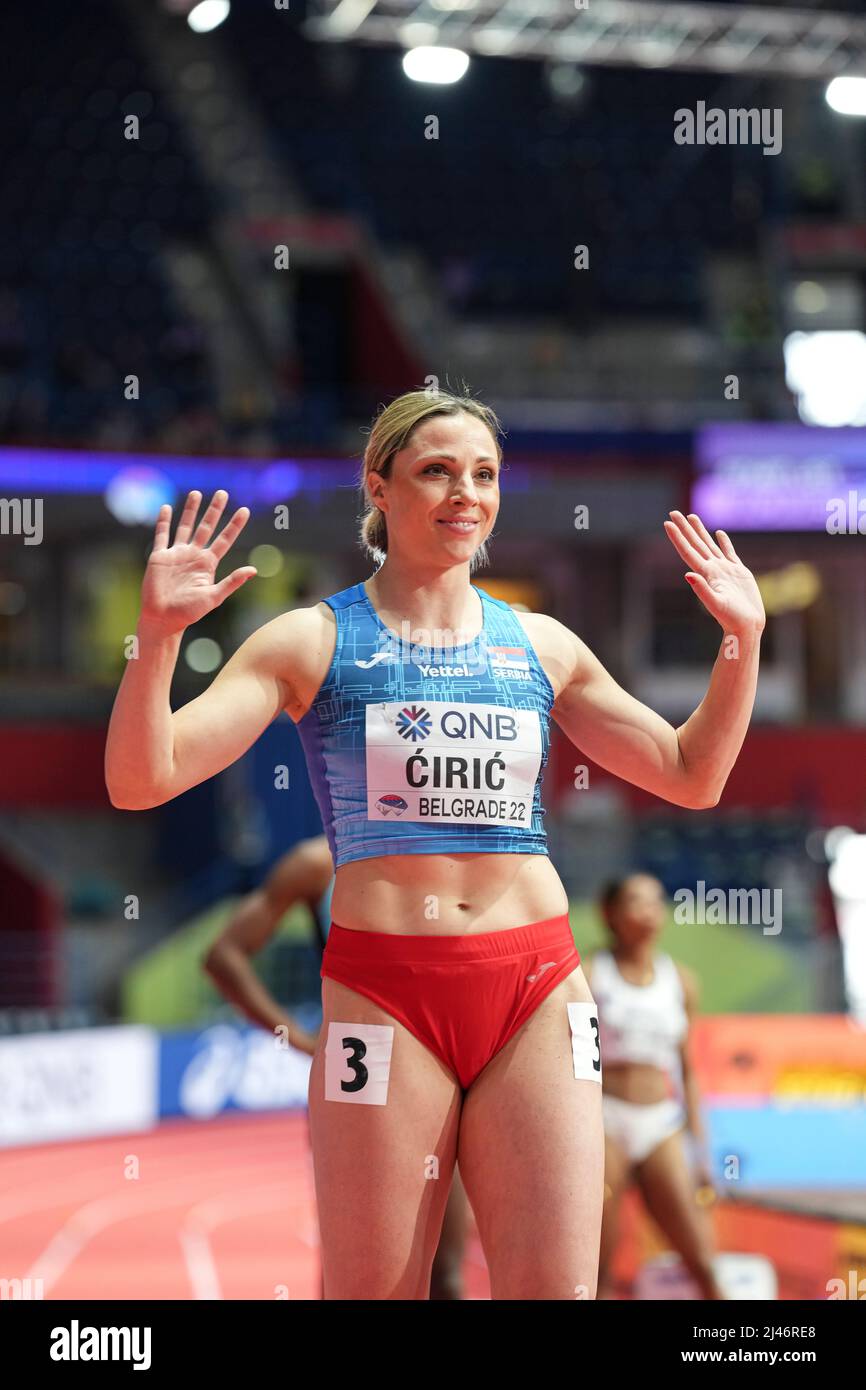 Maja Ciric participating in the Belgrade 2022 World Indoor Championships in the 400 meters Stock ...