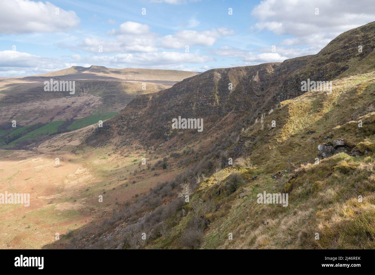 View east along the cliffs of Craig Cerrig Gleisiad National Nature ...