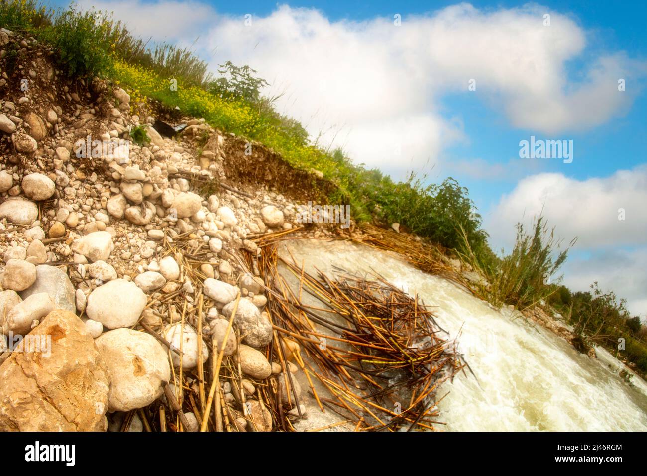 Flooding of the Algar river walk at Altea, Costa Brava. Mud and ...