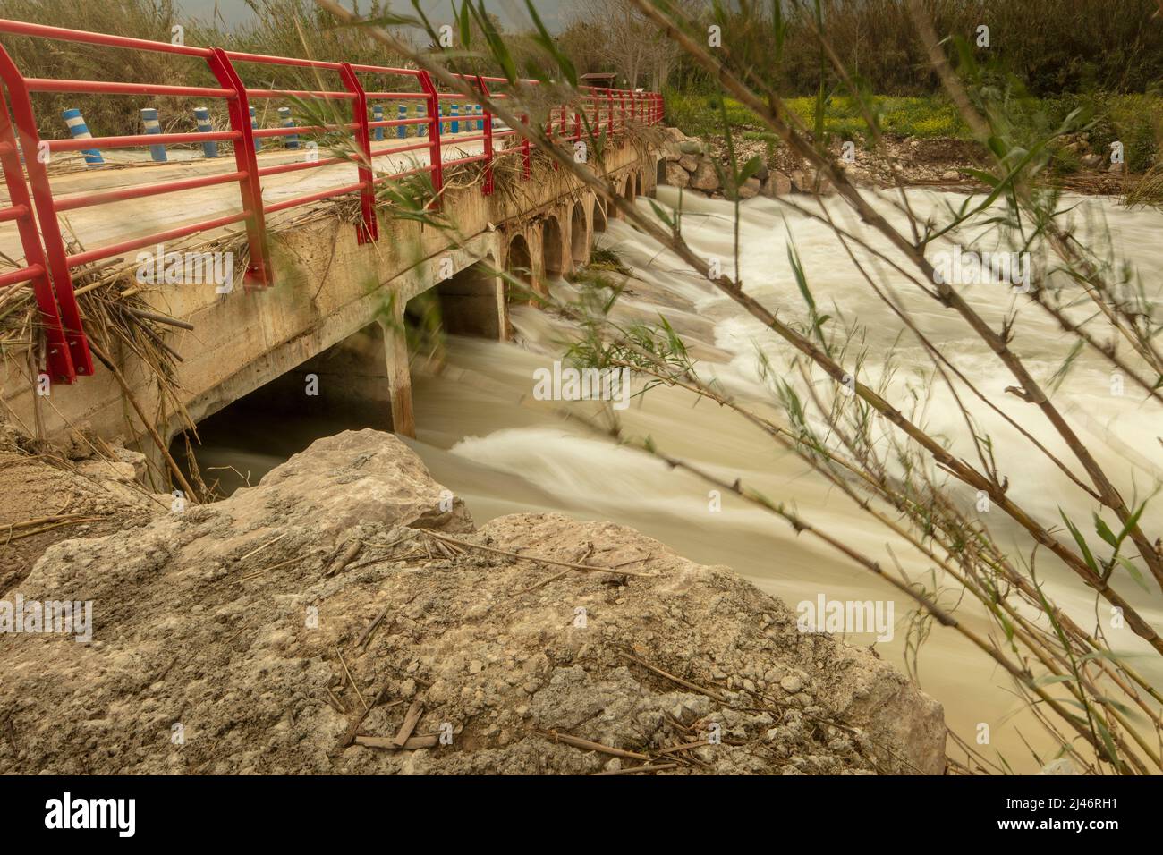 Flooding of the Algar river walk at Altea, Costa Brava. Mud and ...