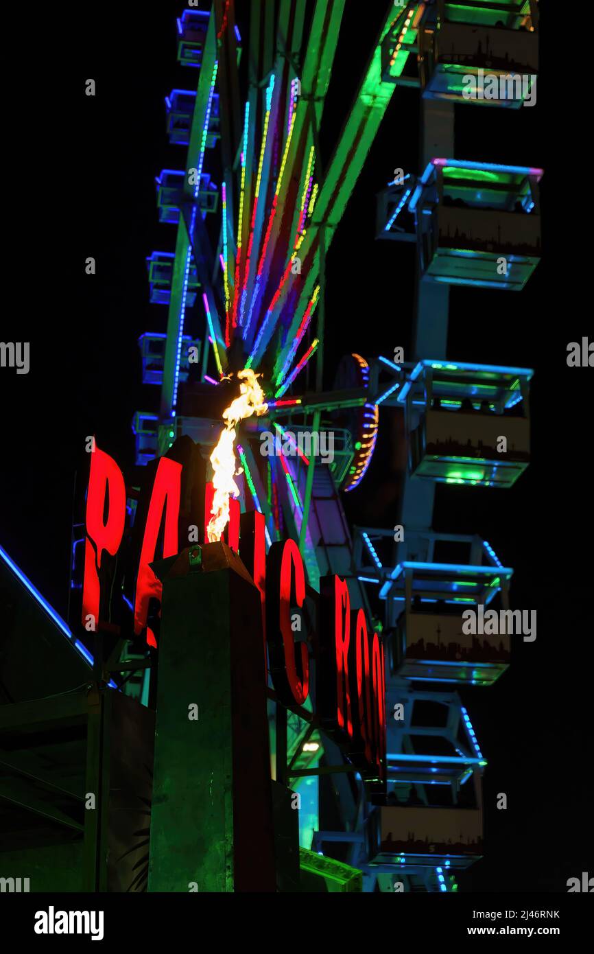 Hamburg, Germany, April 06, 2019 - Hamburger Dom, Giant Wheel and Panic ...
