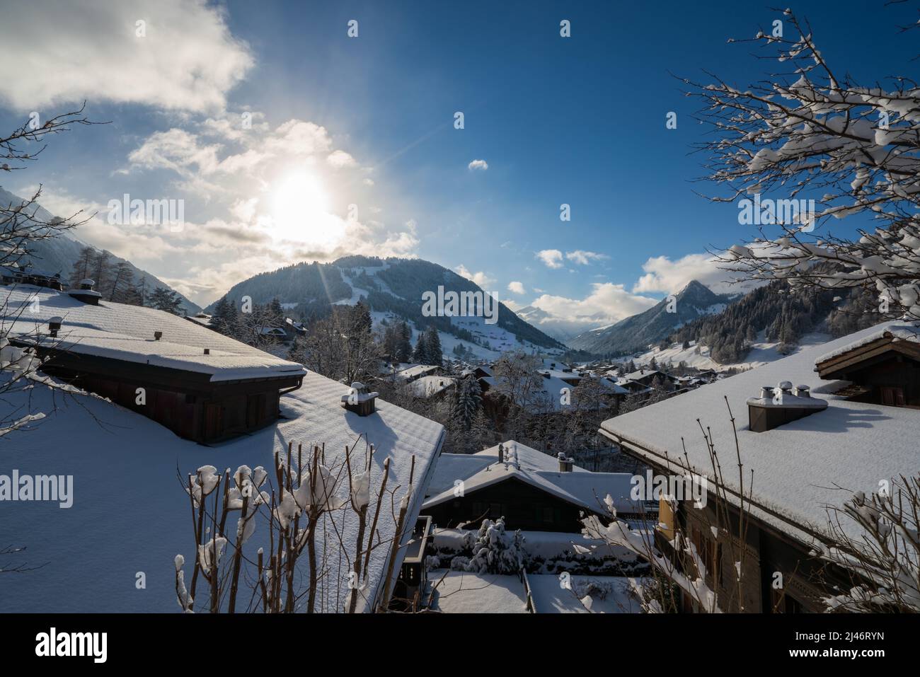 Gstaad village in winter time Stock Photo - Alamy