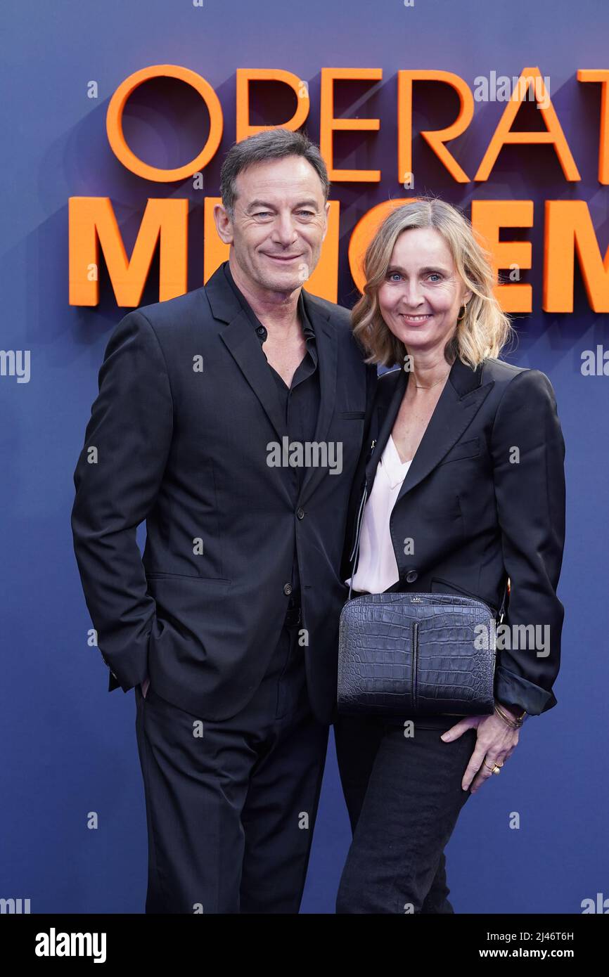 Jason Issacs and his wife Emma Hewitt arriving for the UK premiere of ...