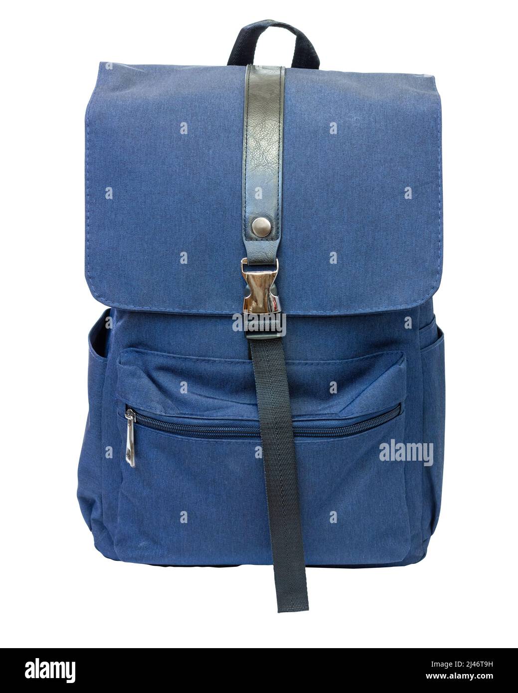 Blue fabric backpack. City backpack. Isolate on a white background ...
