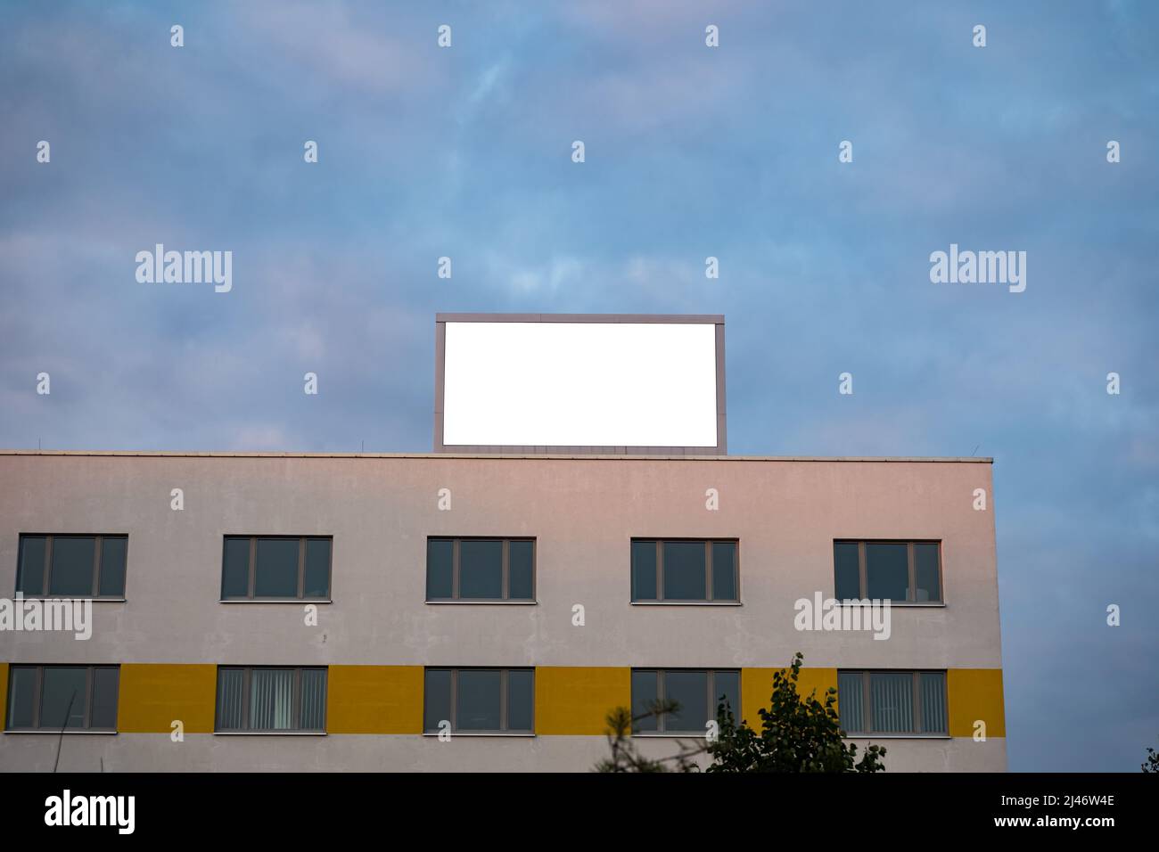 Empty advertisement board on top of a building. Blank mockup billboard ...