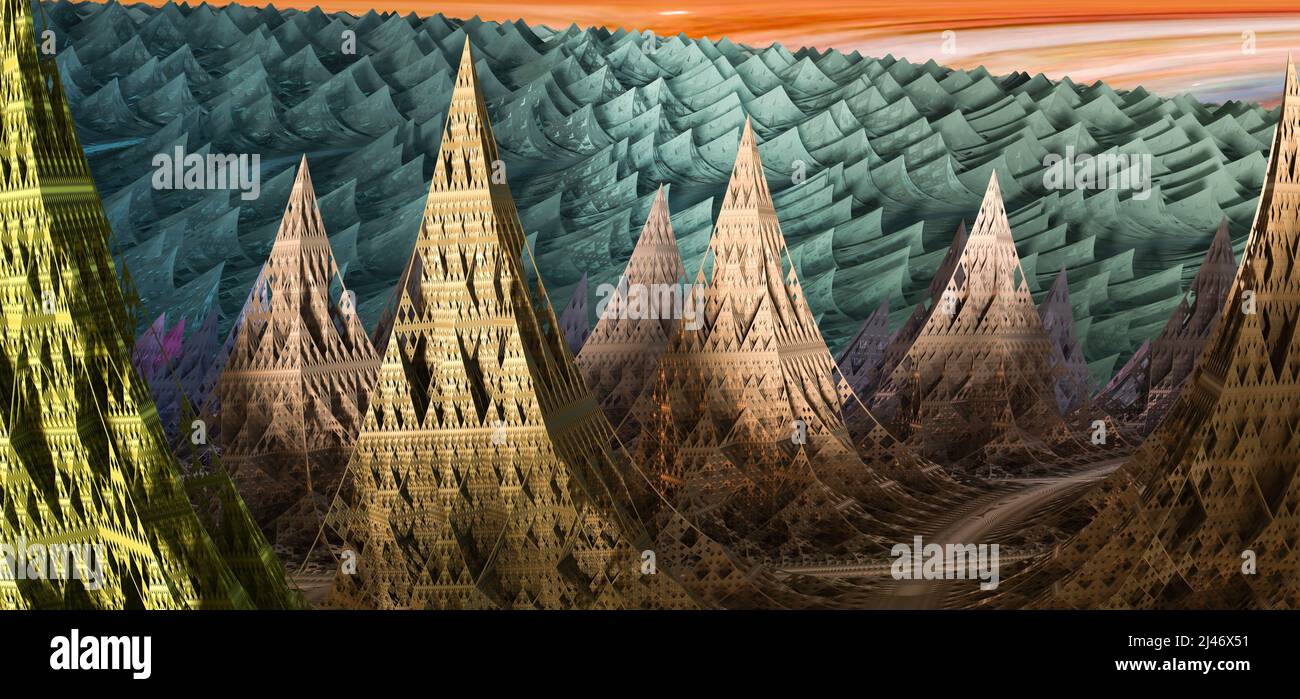 Abstract Computer generated Fractal design. 3D Aliens Illustration of a ...