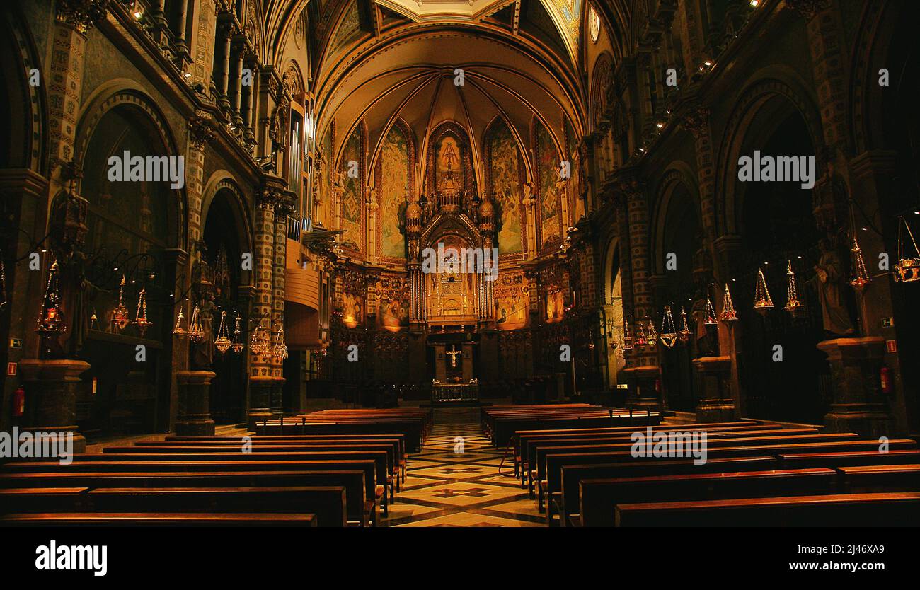 Inside Basilica of Montserrat, Barcelona, Catalunya, Spain, Europe ...