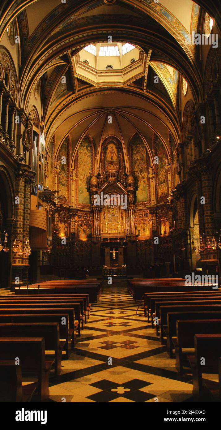 Inside Basilica of Montserrat, Barcelona, Catalunya, Spain, Europe ...