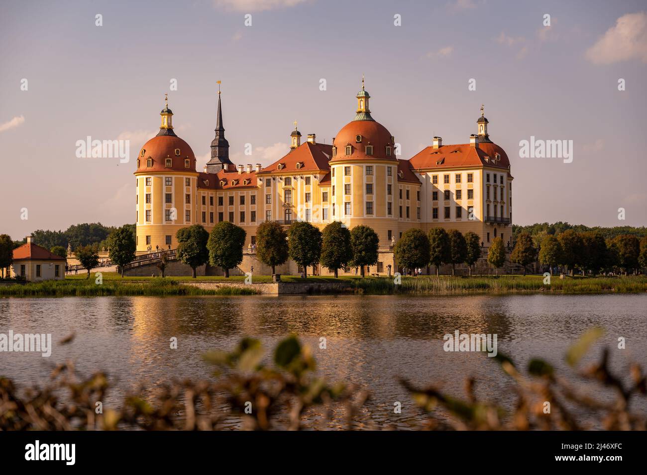 Moritzburg Castle in beautiful sunset light. The baroque castle in the ...
