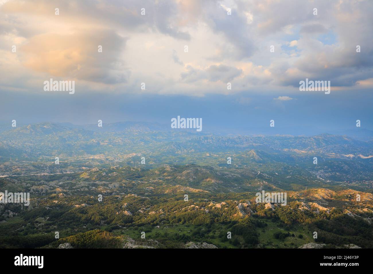 Landscape view of the mountains at the top of the mountain in Lovcen ...