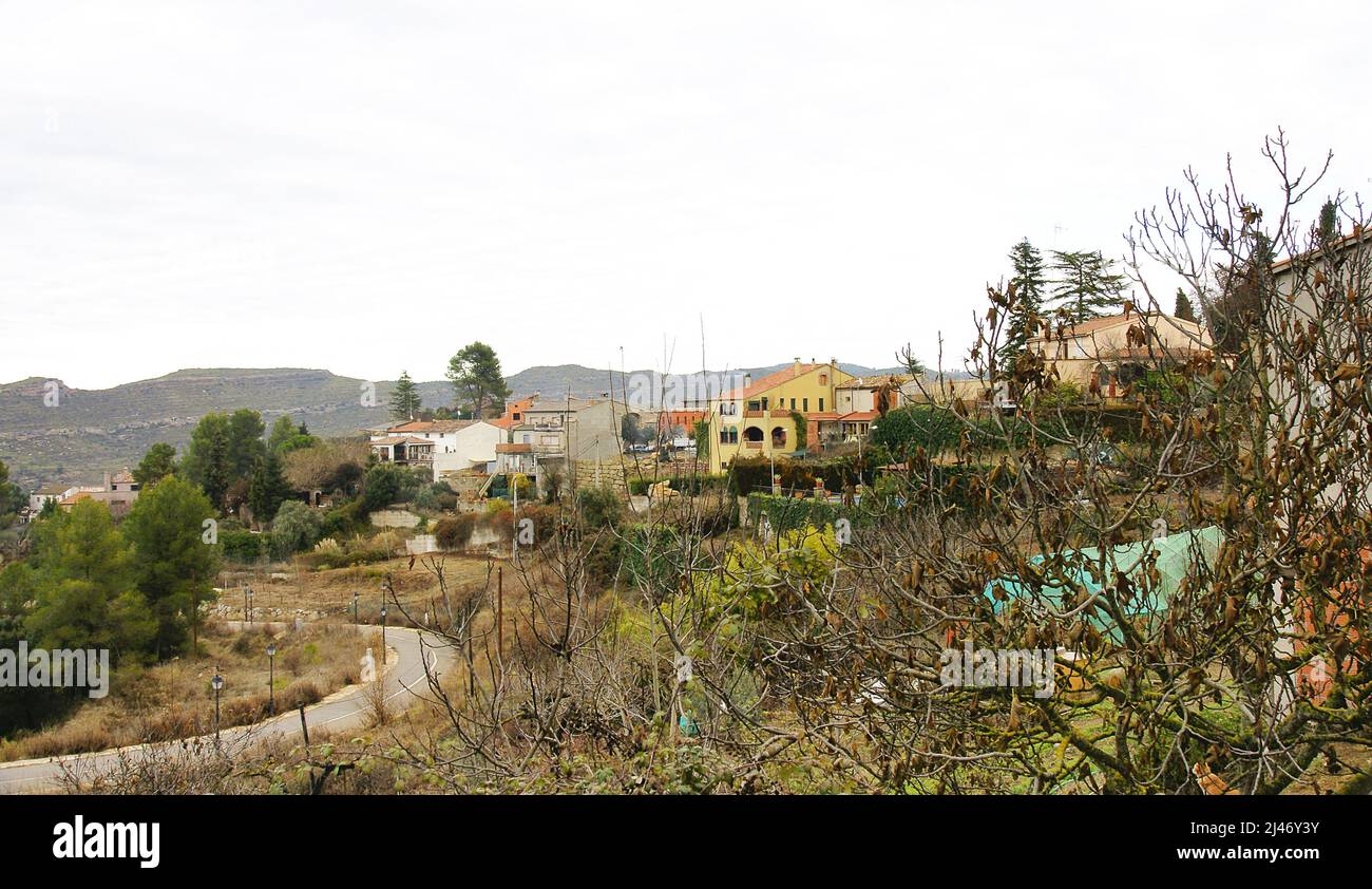 Rocafort village in the Bages region, Barcelona province, Catalunya ...