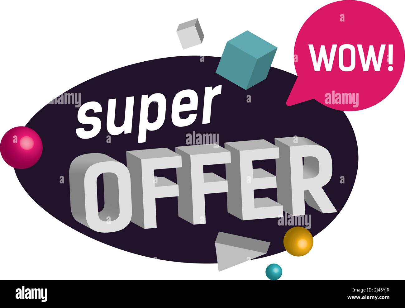 Super Offer Wow lettering on paint blot. Typed text, calligraphy. For ...