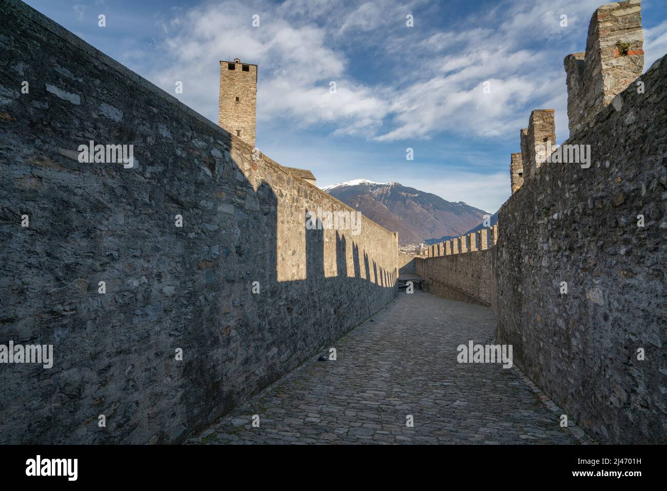 A way between two walls in Castelgrande Stock Photo - Alamy