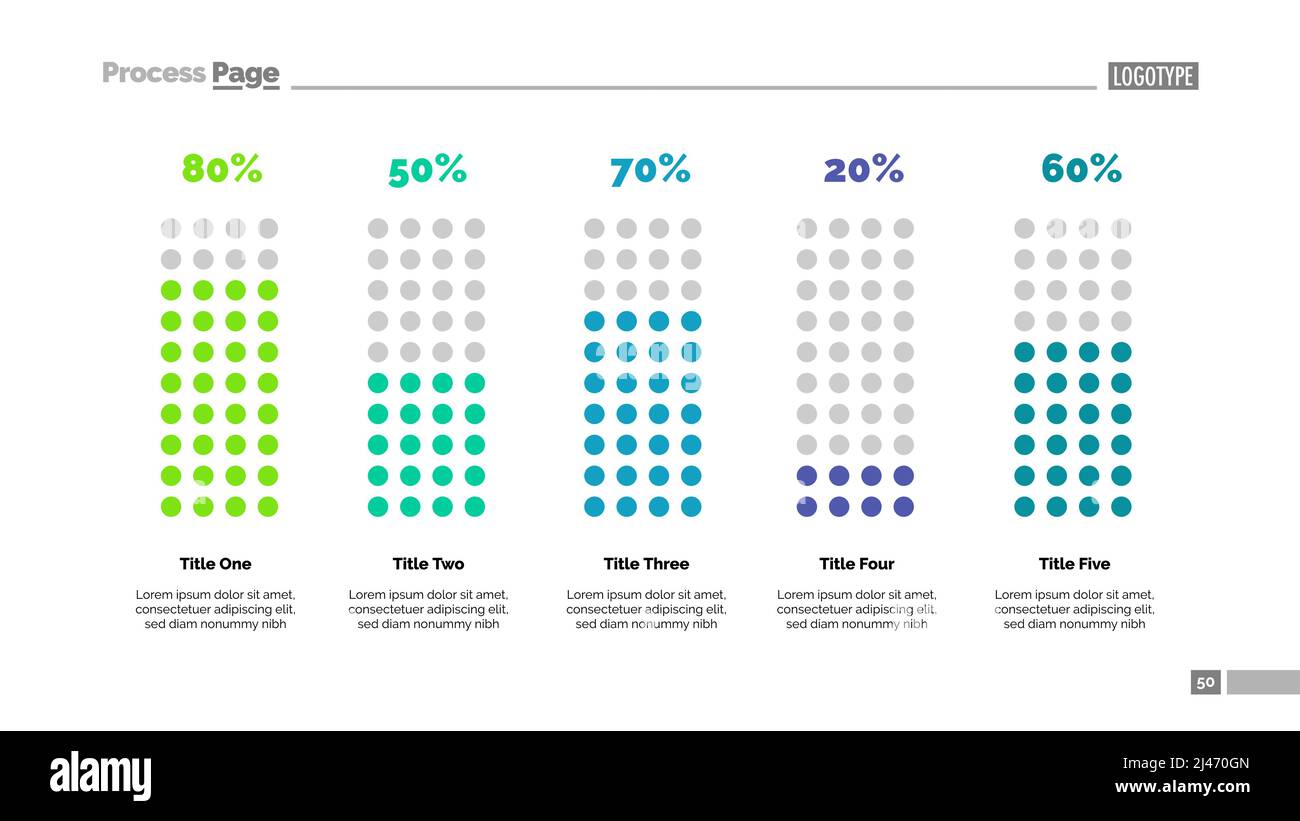 Percentage chart with five elements. Bar diagram, graph, layout ...