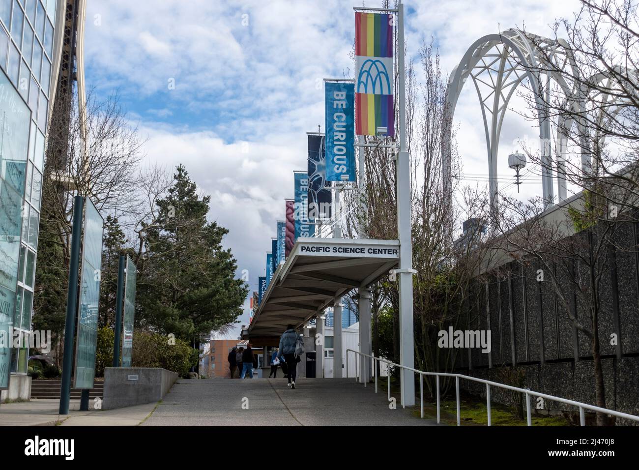Seattle, WA USA - circa March 2022: Low angle view of the entrance to ...