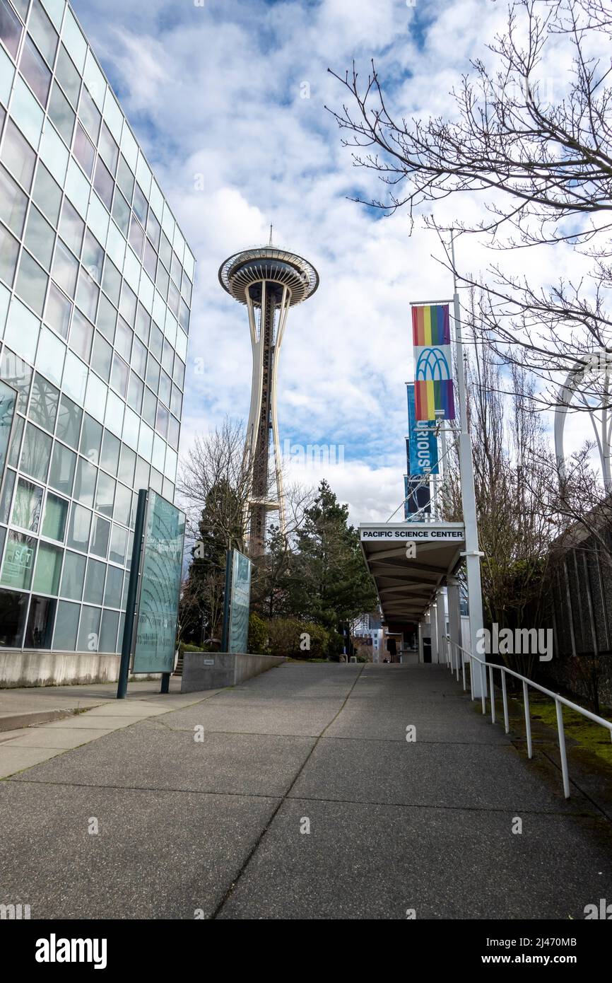 Seattle, WA USA - circa March 2022: Street view of a group of people ...