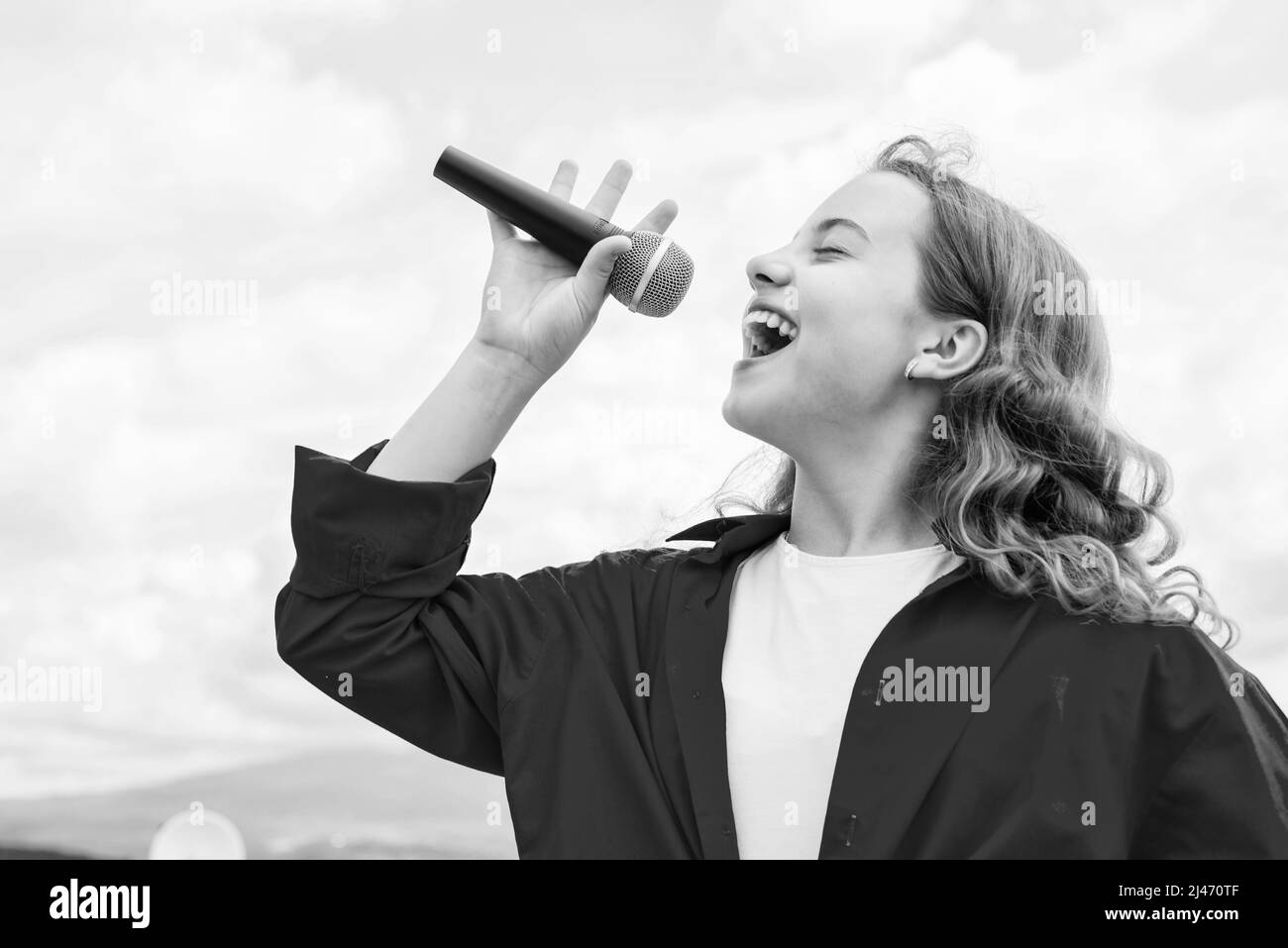 only music that matters. Have Fun on Celebration. teen kid singing with ...