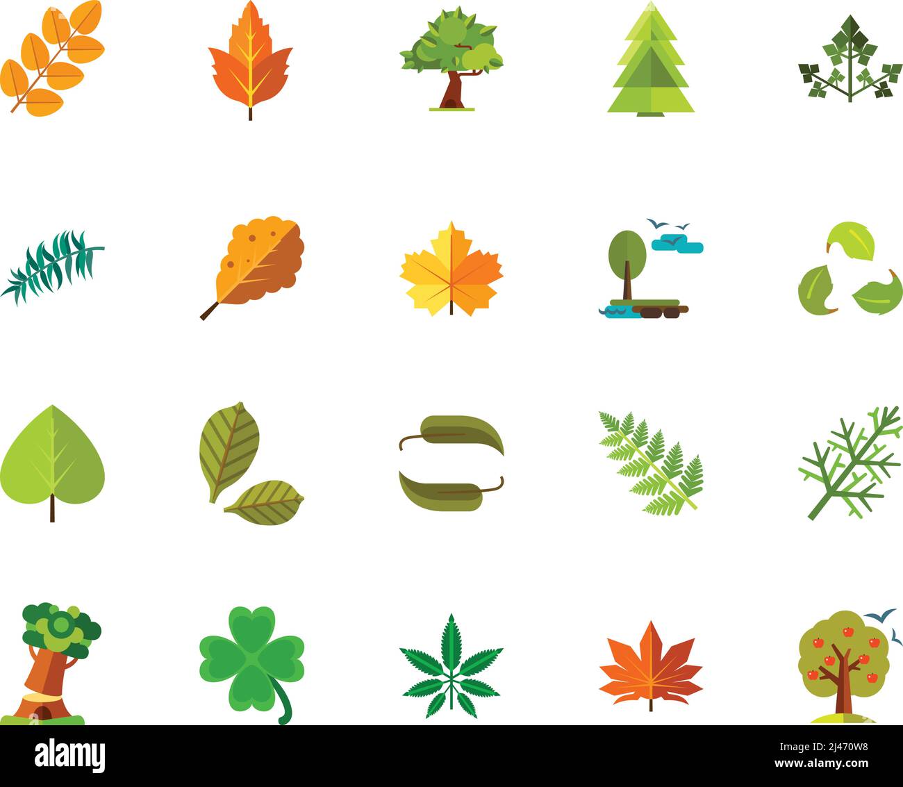 Trees and leaves icon set. Can be used for topics like nature, fauna ...