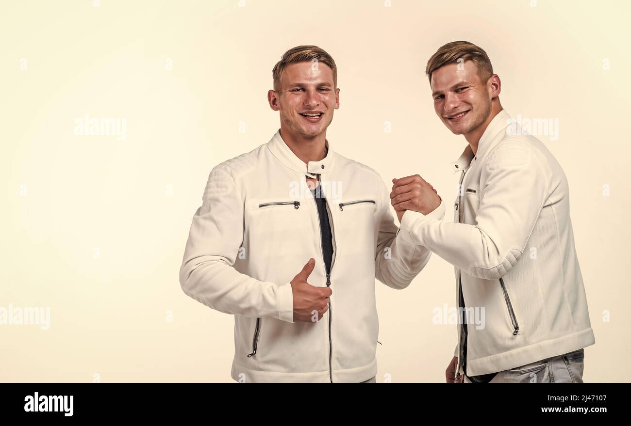 young twin brothers with similar appearance, togetherness Stock Photo ...