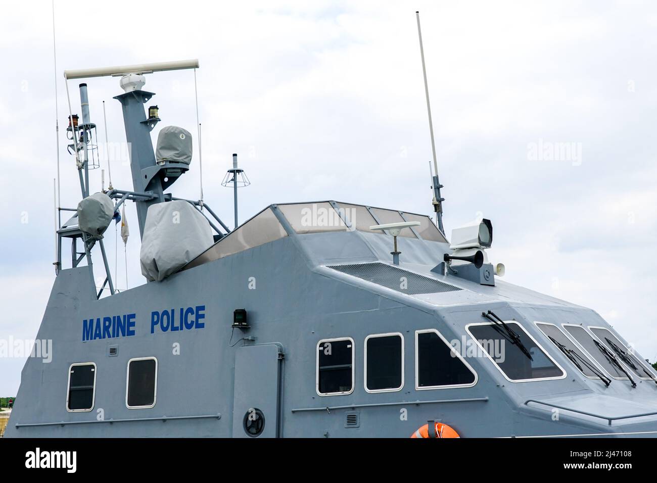 closeup of a hull fragment of a marine police ship Stock Photo - Alamy
