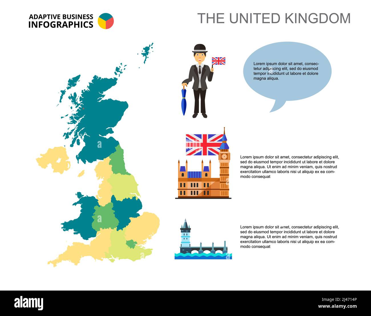 United Kingdom process chart. Business data. Mountain, traditional ...
