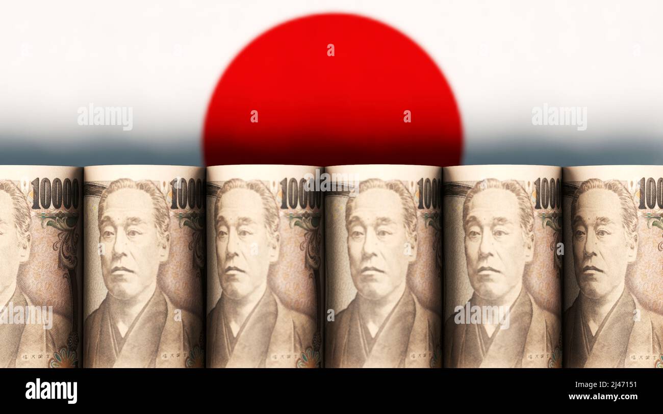 Rolled 10000 yen banknote Stock Photo - Alamy