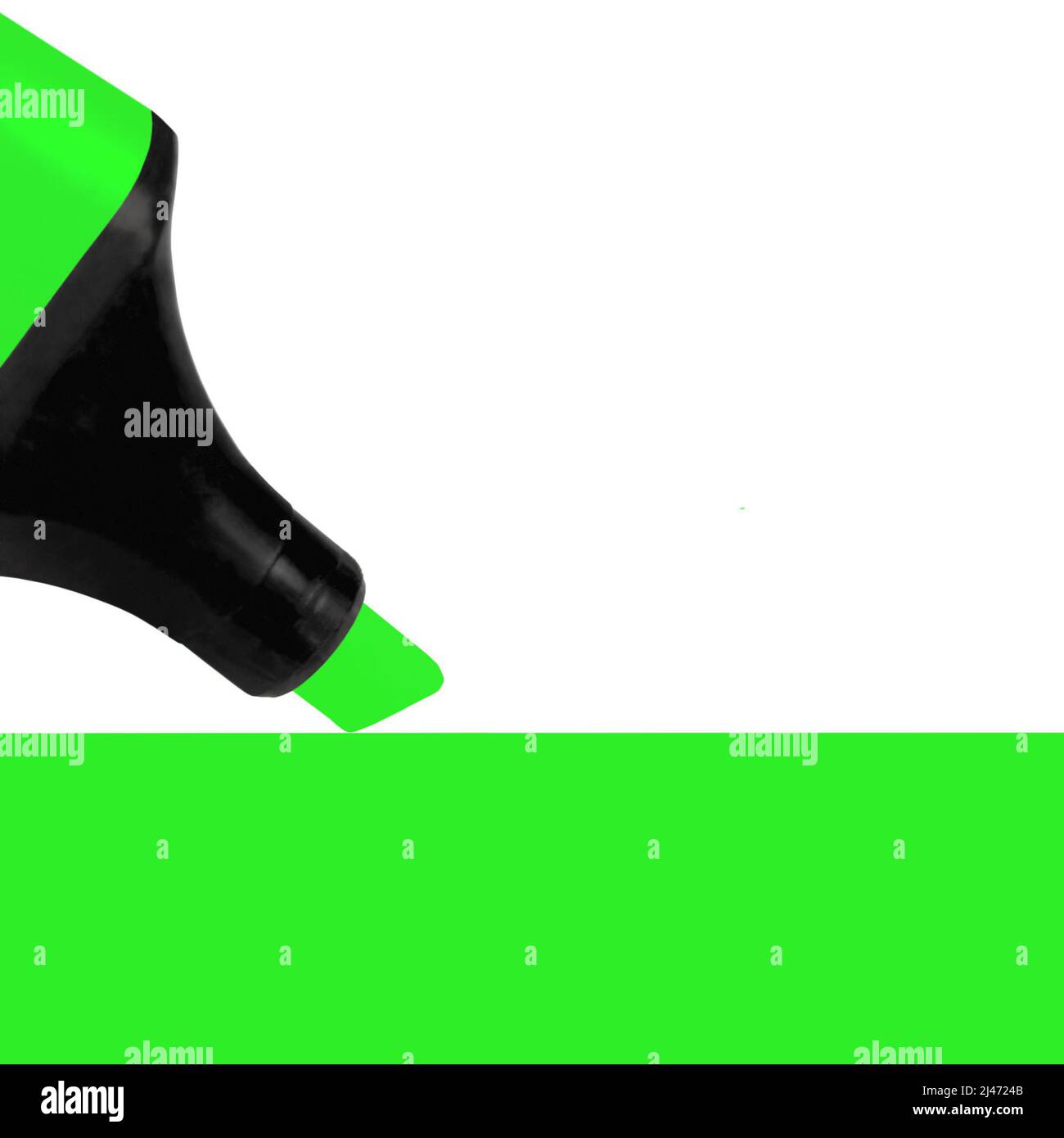 Bright electric fluorescent neon green felt tip pen marker highlighter ...