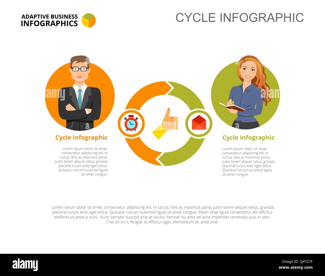 Two options process chart slide template. Business data. Cycle, diagram ...